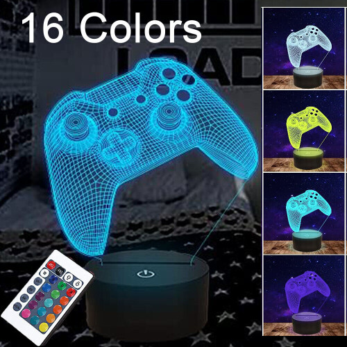 3D Acrylic Game Controller LED Night Light 16 Colours Table Desk Lamp ...