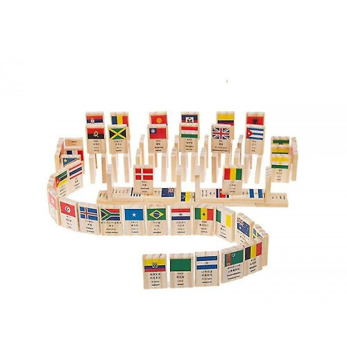 100pcs Wooden Flag Domino Game Learning Flags World Countries ...