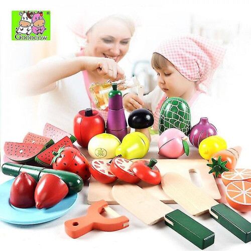 Wooden Magnetic Bucket Kitchen Toy Fruit And Vegetable Kindergarten ...