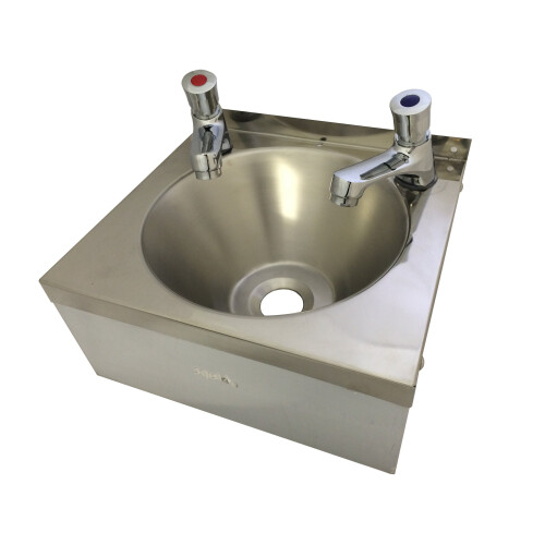 S10P SINK & PUSH TAPS Stainless Steel HAND WASH BASIN Waste Plug Trap ...