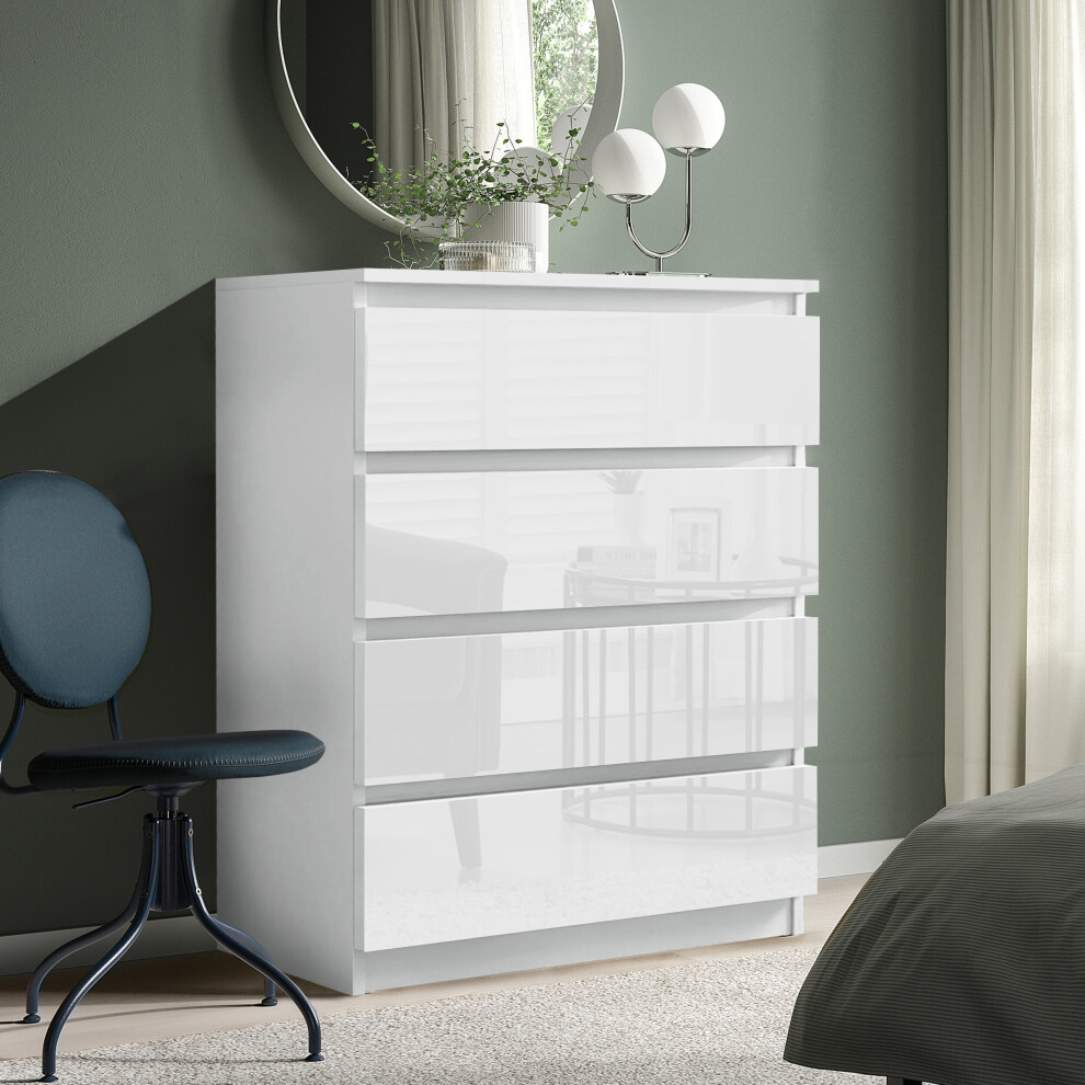 High Gloss Chest of Drawers Bedside Table Cabinet 4 Drawer Bedroom Furniture on OnBuy