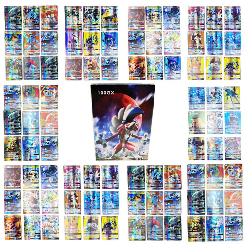 Pokemon Cards 100Pack Rare Shiny TCG Cards 89GX+11Trainer Kids Gifts on ...