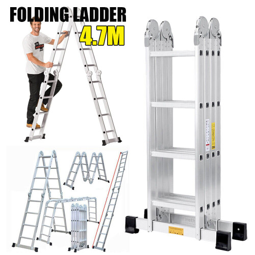 4.7M Folding Ladder Multi-Purpose Aluminum 14 IN 1 Combination Ladder ...