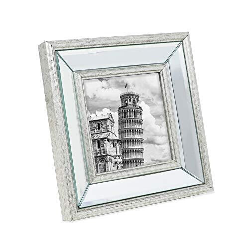 Isaac Jacobs 4x4 Silver Beveled Mirror Picture Frame - Classic Mirrored ...