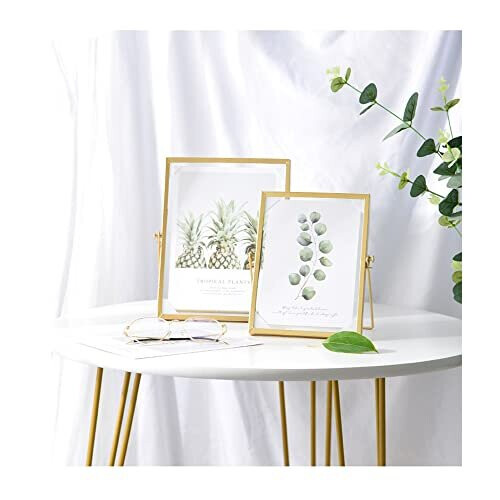 Namvo Dried Flower Embossed Glass Photo Frame, Brass Glass Artwork ...