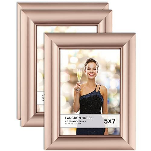 Langdon House 7x5 Picture Frames (Rose Gold, 3 Pack), Contemporary Glam ...