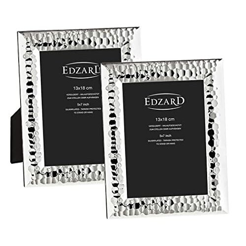 EDZARD Set of 2 Gubbio Photo Frames for Photos 13 x 18 cm Silver-Plated ...