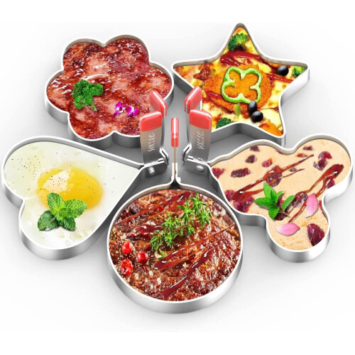 Egg Ring, 5 Pack Stainless Steel Professional Round Egg Cooker Rings ...