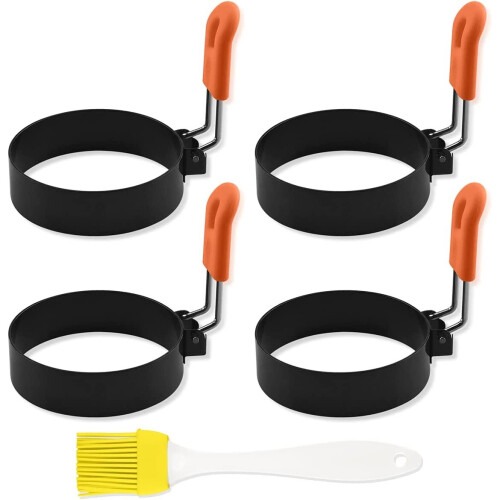 Stainless Steel Egg Cooking Rings 4 pcs Pancake Mold Round Egg with Oil ...