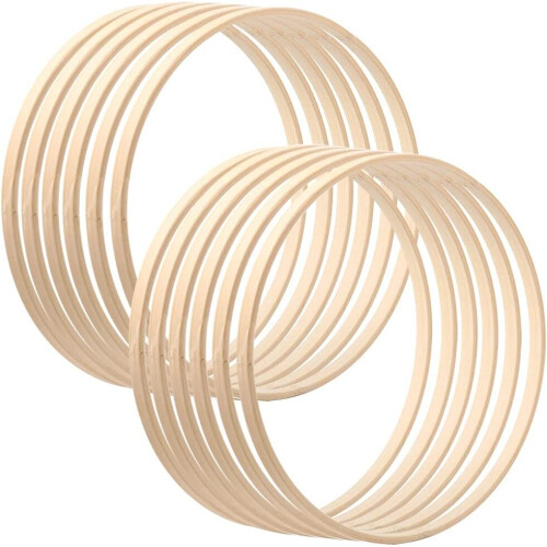 12 Pack 2 Sizes Wooden Bamboo Floral Hoop Macrame Craft Hoop Ring on OnBuy