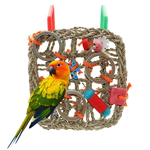 Bird Climbing Net Parrot Straw Braid Rope Hanging Foraging Wall for ...