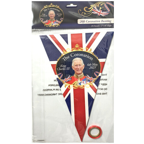20ft Triangular Union Jack Flag Bunting King Charles Coronation Party ...