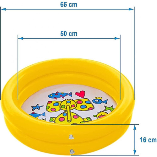 Inflatable Paddling Pool - Portable - 65cm - Yellow Crjjkoy on OnBuy