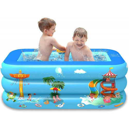 51 Inch Kids Wading Pool, 3 Tier Kids En Backyard Outdoor Inflatable ...
