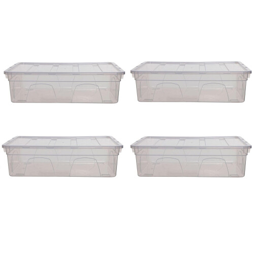 4x 36cm Storage Box Spacemaster Clear Plastic Stackable Home Storage on ...