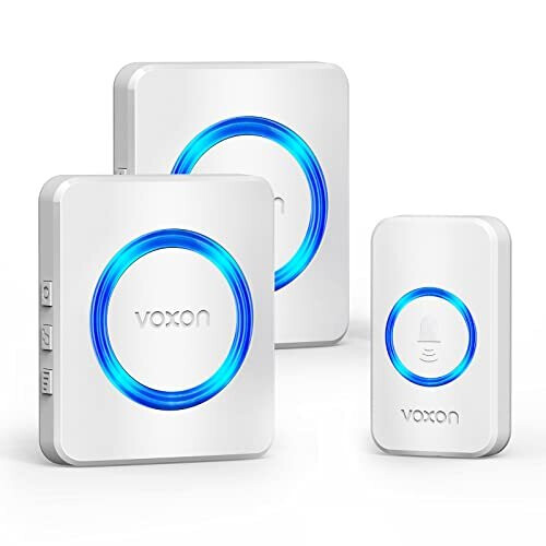 VOXON Wireless Doorbell with 2 Receivers, IP65 Waterproof Plug in Door ...
