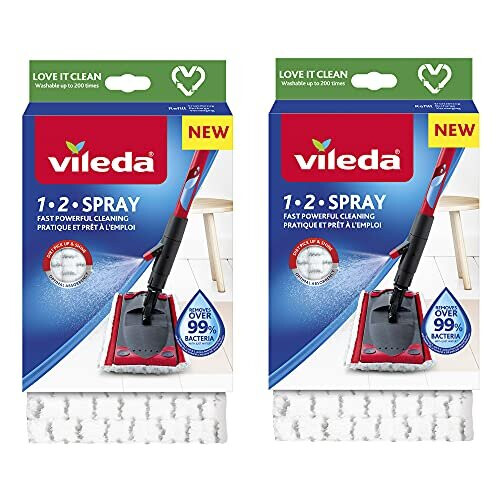 Vileda 1-2 Spray Microfibre Pads Refill Mop Head Replacement Set for Vileda Ultramax and Spray ...