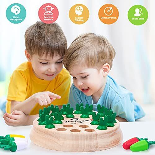 Japace Carrot Memory Board Game, Wooden Memory Games for Kids Training ...