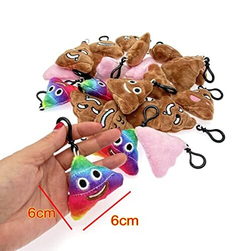JZK 24 Pcs Mini poo Emoji Plush Toy 5cm emoji poo Keychain Keyring ...