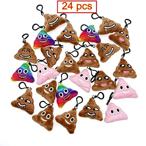 JZK 24 Pcs Mini poo Emoji Plush Toy 5cm emoji poo Keychain Keyring ...