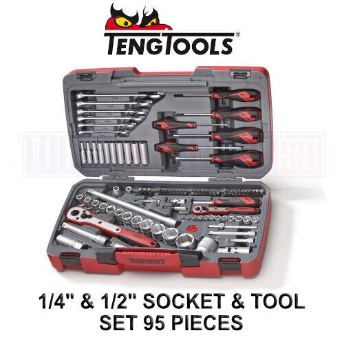 Teng Tools 95 Piece 1/4" & 1/2" Socket, Ratchet, Spanner, Screwdriver Set TM095 on OnBuy