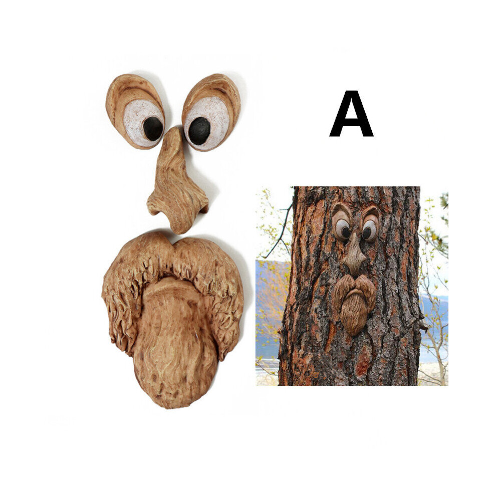(A) Funny Old Man Tree Face Hugger Garden Art Outdoor Tree Amusing Old ...