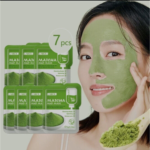 7PCS Matcha Green Clay Mud Face Mask Anti wrinkle Night Facial Packs ...