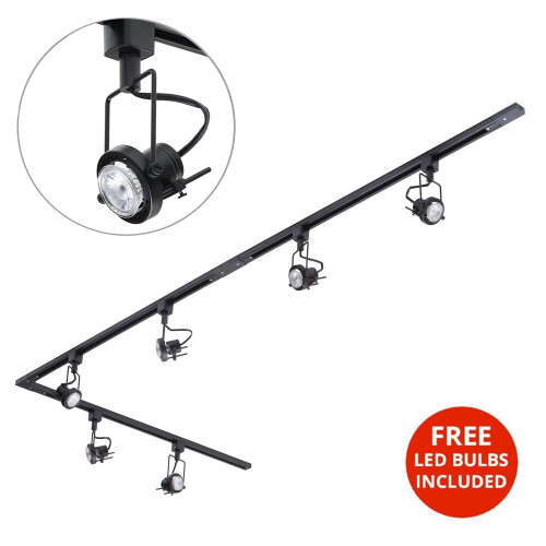 Litecraft 3M L Shape Track Light - 6 Greenwich Fixture & Bulbs Black on ...