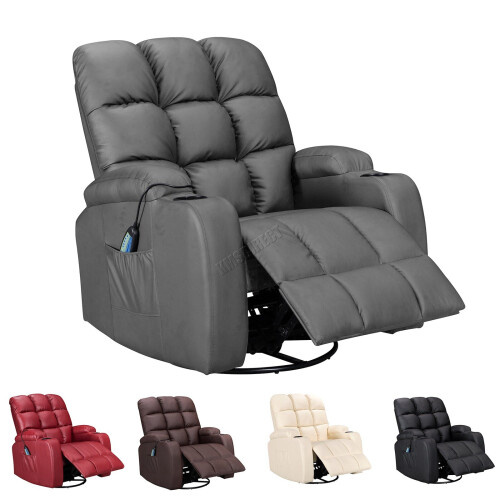 WestWood Massage Cinema Recliner Sofa Chair PU Leather Armchair Swivel MLS12