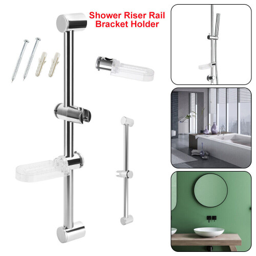 Adjustable Slider Rail Shower Riser Kit Soap Bar Holder Hose Head Set ...