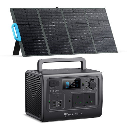 BLUETTI PowerOak EB55 Power Station 537Wh Generator 120W Solar panel on ...