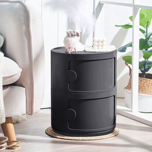 (Black) 2-Tier Round Drawer Storage Unit Organizer on OnBuy