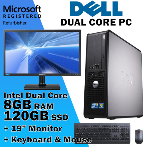 Refurbished DELL Desktop PC Computer 19" Monitor Bundle with Windows 10 ...