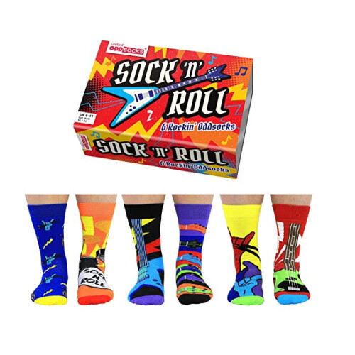Socks For Men Box Of 6 Sock 'N' Roll United Oddsocks Adult UK 6-11 on OnBuy