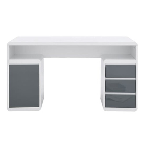 Florentine High Gloss Computer Desk In White And Grey on OnBuy