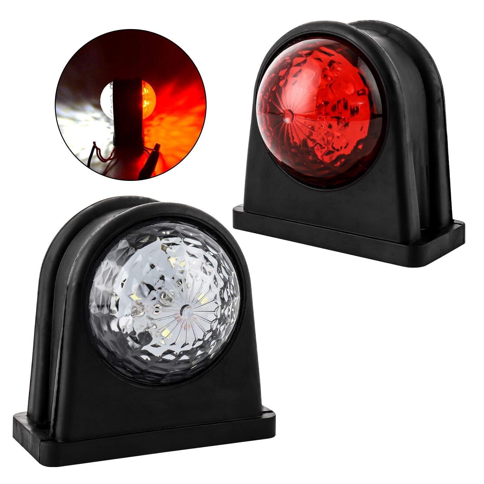 2X LED CLEARANCE LIGHTS SIDE MARKER LAMP WHITE RED TRAILER TRUCK ...
