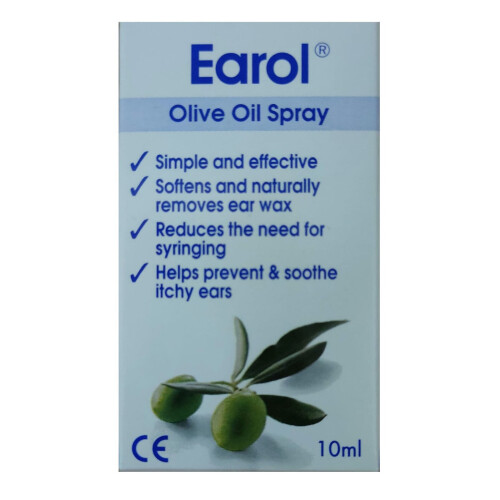 Earol Ear Wax Remover Olive Oil Spray Softens & Removes Ear Wax - 10ml ...