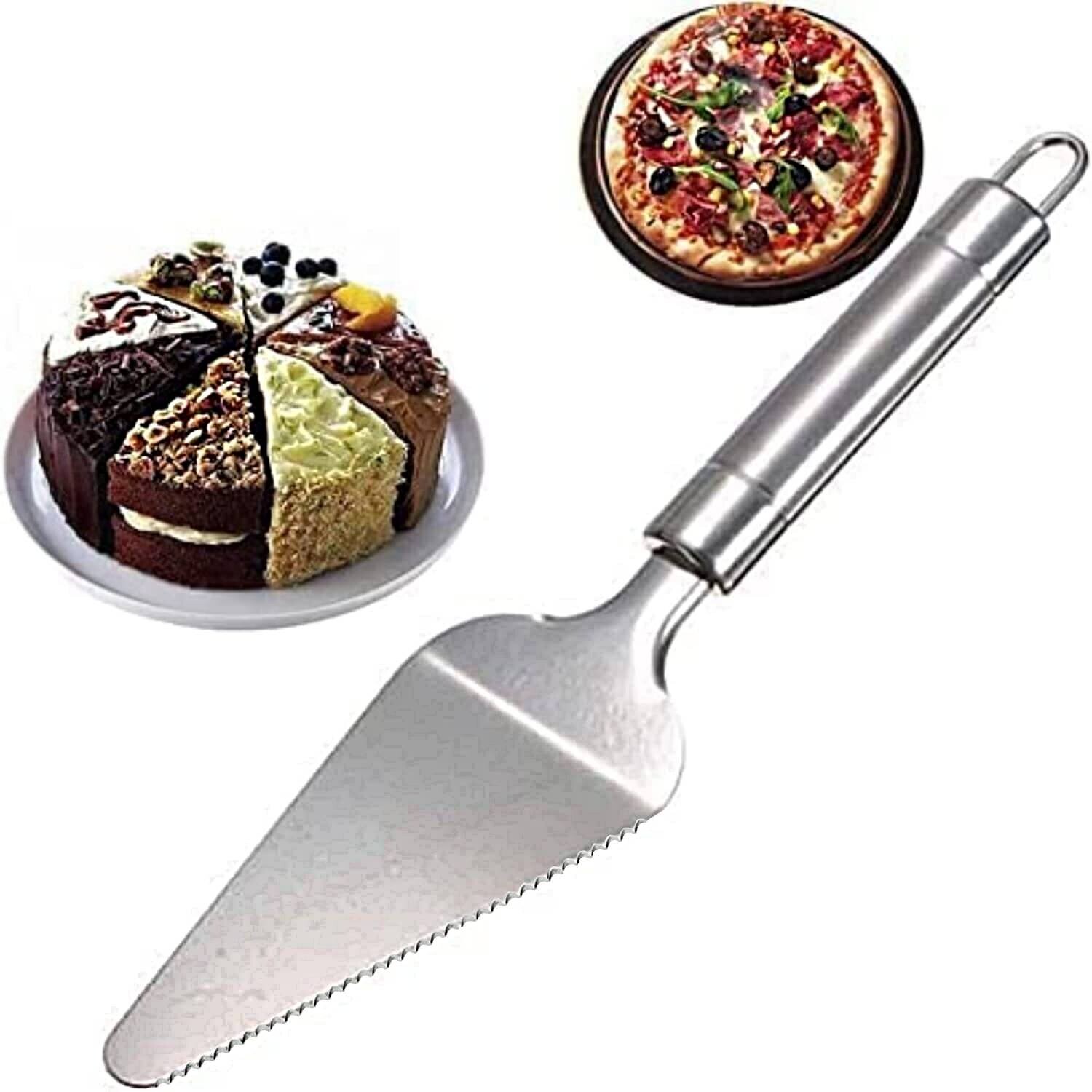 Stainless Steel Cake & Pizza Knife Peel Paddle Pie Slice Slicer Server ...
