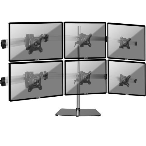 Duronic DM756 Sextuple Monitor Stand for Six 15-24” PC Screens Up to ...