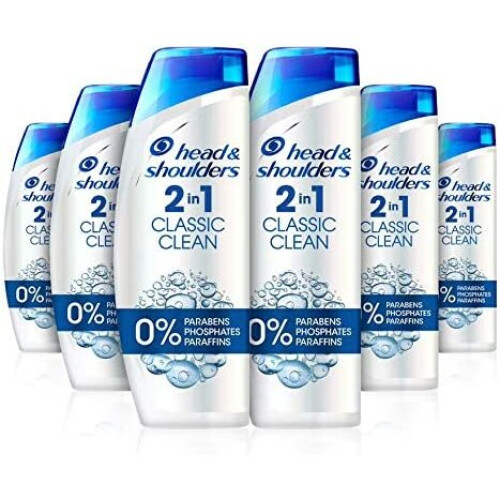 Head & Shoulders Classic Clean Anti-Dandruff 2-in-1 Shampoo, Six-Pack,6 ...