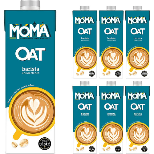 MOMA Barista Oat Drink 6 x 1L 100% Plant Based Vegan Perfect for Frothy Coffee Made with the ...