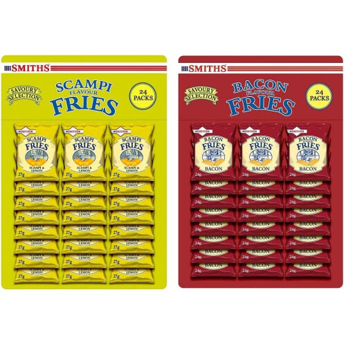 Smith's Savoury Selection Scampi & Lemon Fries 27g and Bacon Fries 24g ...