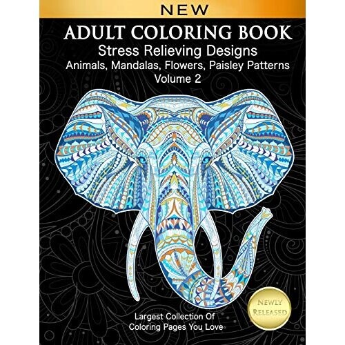 Adult Coloring Book Stress Relieving Designs Animals, Mandalas, Flowers ...