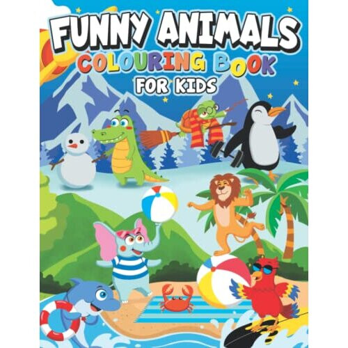 Funny Animals Colouring Book for kids: 45 unique colouring pages ...