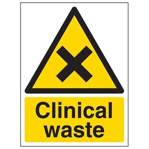 VSafety Clinical Waste Warning Sign - Portrait - 150mm x 200mm - 1mm ...