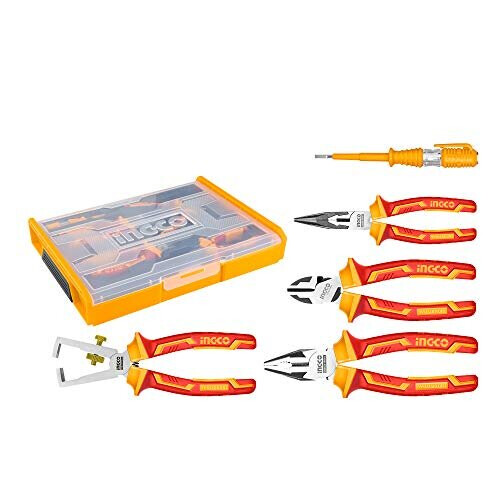 INGCO 5Pcs 1000V VDE Insulated Plier Set, 7 Inch Combination Pliers, 6 ...