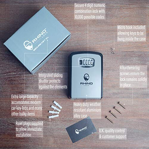 Rhino Lock Secure Key XL Combination Safe - Outdoor Heavy Duty Wall ...