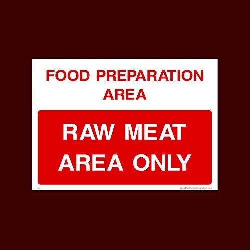 Raw Meat area only Sticker/Self Adhesive Sign - Raw, Cooked ...