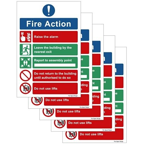 Pack of 5 safety signs - 140mm wide x 210mm deep self adhesive vinyl ...