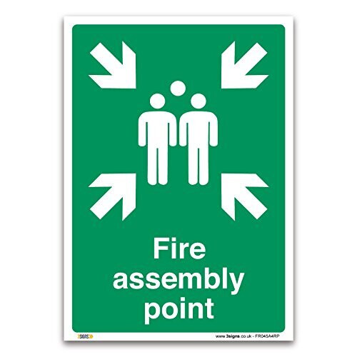 Fire assembly point Sign - A4 1mm Rigid Plastic Sign - Fire Action ...